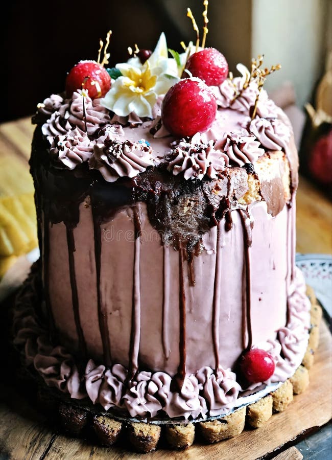 Big Birthday Cake. Generative AI Stock Image - Image of sweet, homemade ...