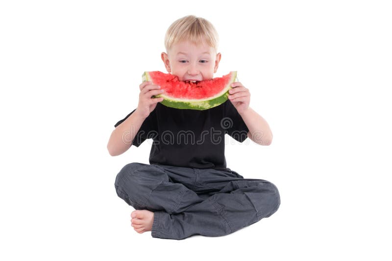 Boy Taking Big Bite Water Melon Stock Photos - Free & Royalty-Free ...