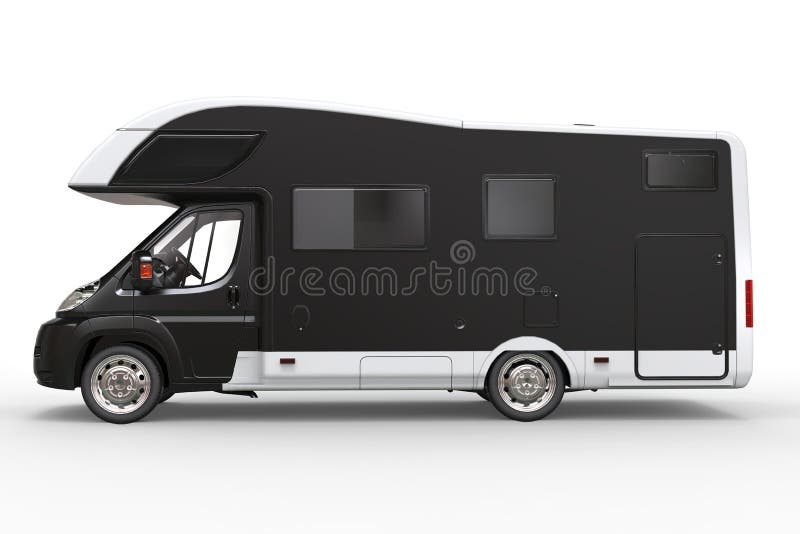 Big Black Camper Vehicle - Side View Stock Image - Image of ...