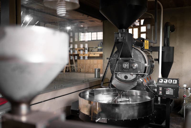 Big Black Clean Coffee Roaster Machine Sitting Inside of a Room Stock ...