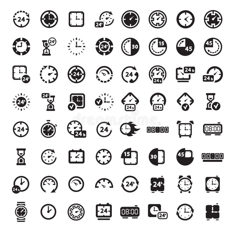 Time and clock icon set stock vector. Illustration of floral - 43555611