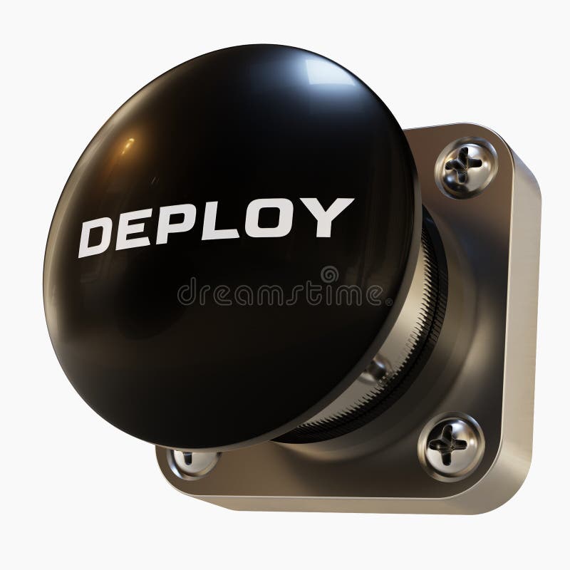 Big Black Deploy Button stock illustration. Illustration of outcome ...
