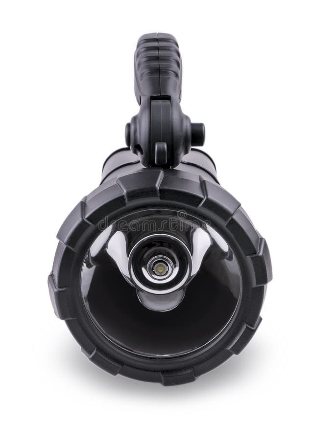 Big Black Flashlight with Comfortable Handle Stock Photo - Image of ...