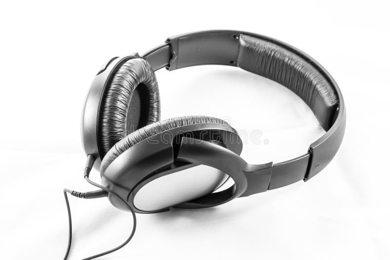 Big black headphones stock image. Image of cable, device - 60387809