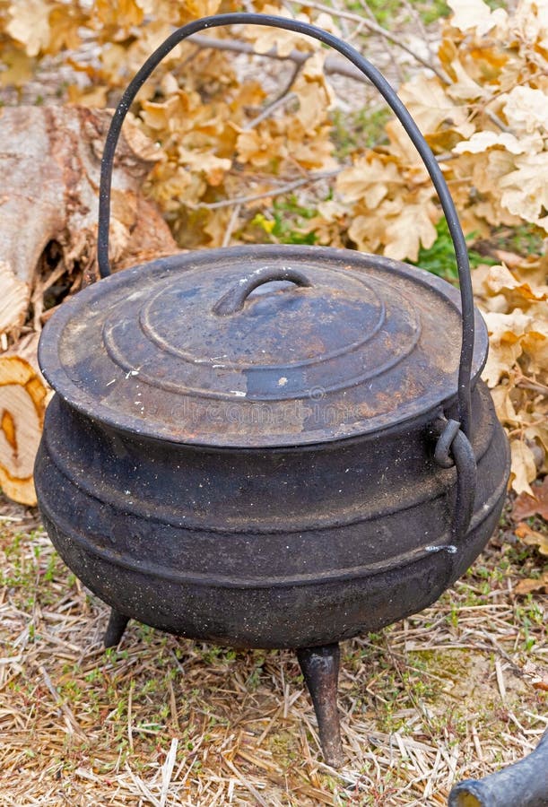 Big Black Kettle for Campfire Stock Image - Image of food, cooking ...
