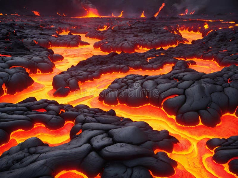 Big Black Lava in the Volcano Eruption Stock Illustration ...