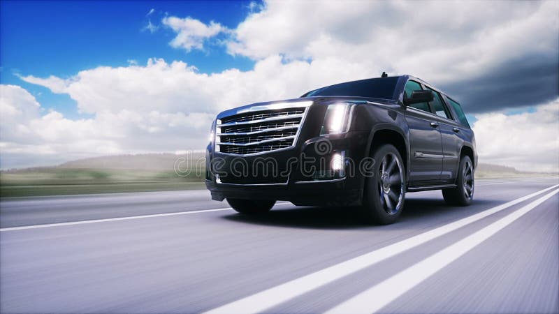 Big Black Luxury Car on Highway. Very Fast Driving. Stock Footage ...