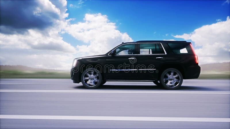 Big Black Luxury Car on Highway. Very Fast Driving. Stock Video - Video ...