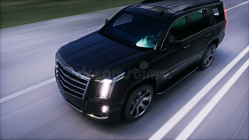 Big Black Luxury Car on Highway. Very Fast Driving. Stock Footage ...