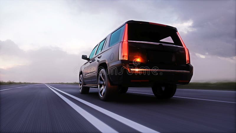 Big Black Luxury Car on Highway. Very Fast Driving. Stock Footage ...