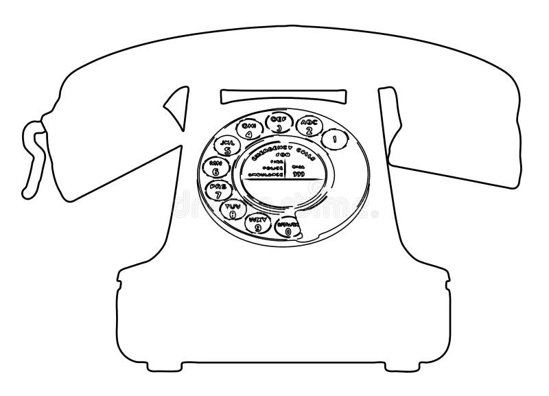 Big Black Outline Telephone Stock Vector - Illustration of landline ...