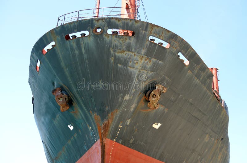 A Big Black Ship S Head Wtih Rust. a Snout of Ship Pictured from the ...