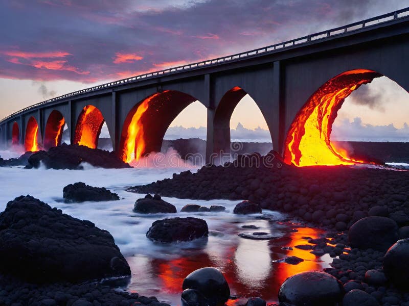 Big Black Volcanic Lava in the Black Lava Field Stock Illustration ...