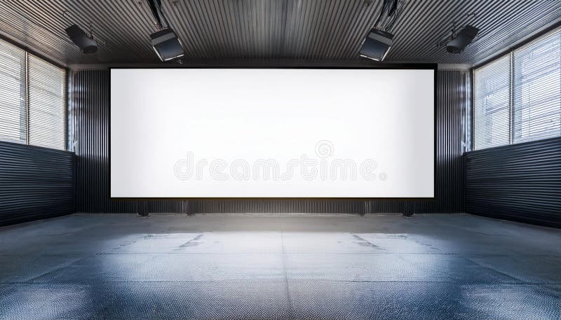 Big Blank Light Screen instead of Wall with Projectors in Empty ...