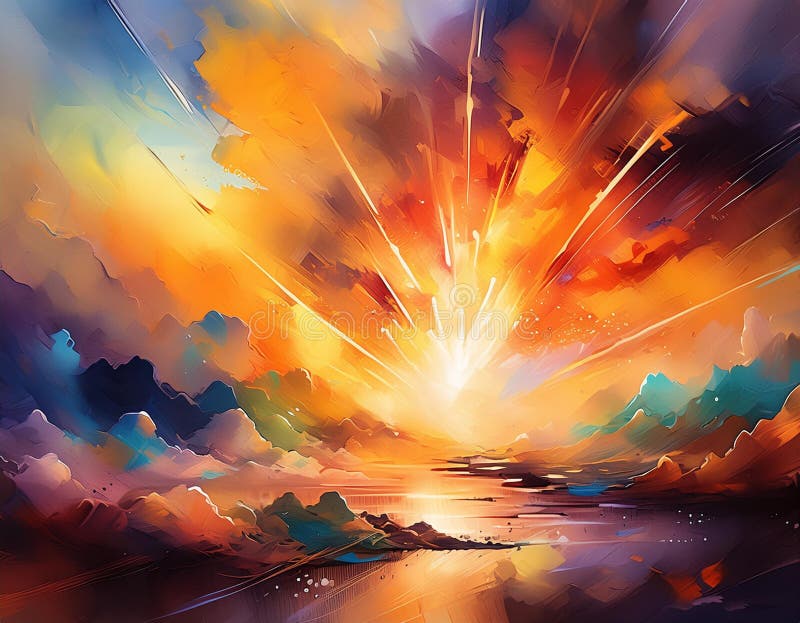 A Big Blast with Colorful Digital Illustration Stock Illustration ...