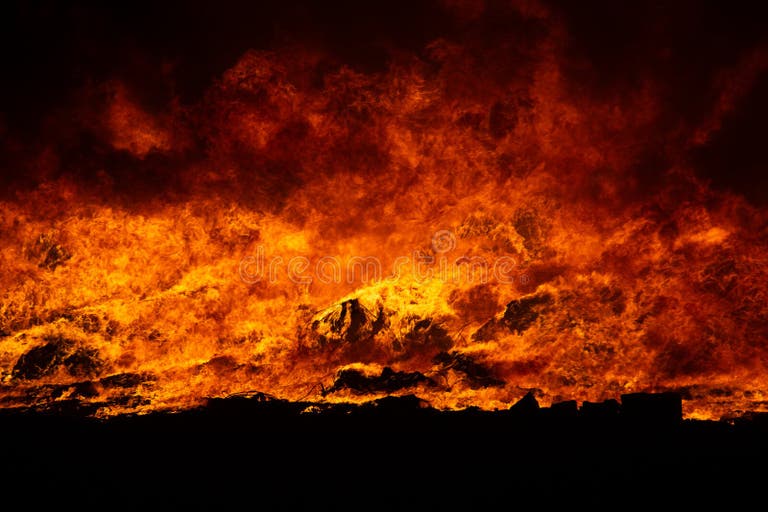 Big Blaze and Smoke at Night Stock Image - Image of explosion, wood ...