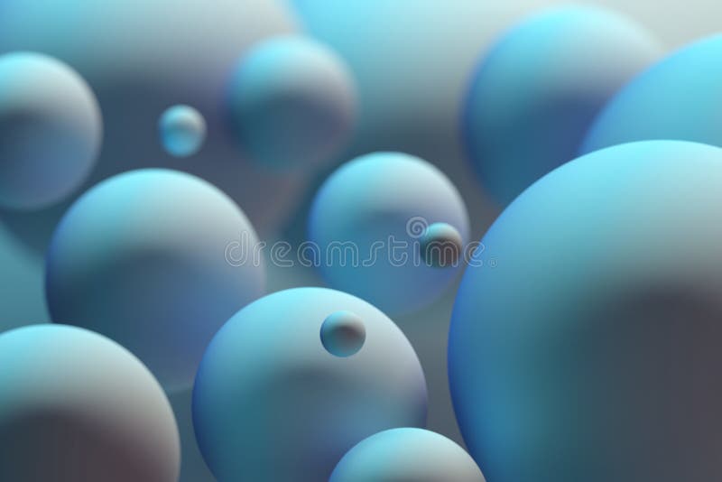 Big Blue Balls. 3d Render with Bokeh Effect. Stock Illustration ...