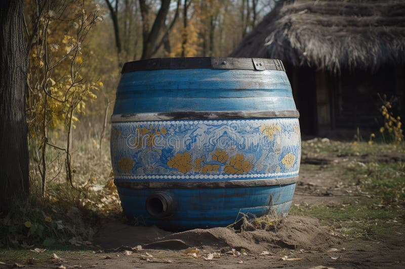 A Big Blue Barrel Filled with Ukrainian Water. Generative AI Stock ...