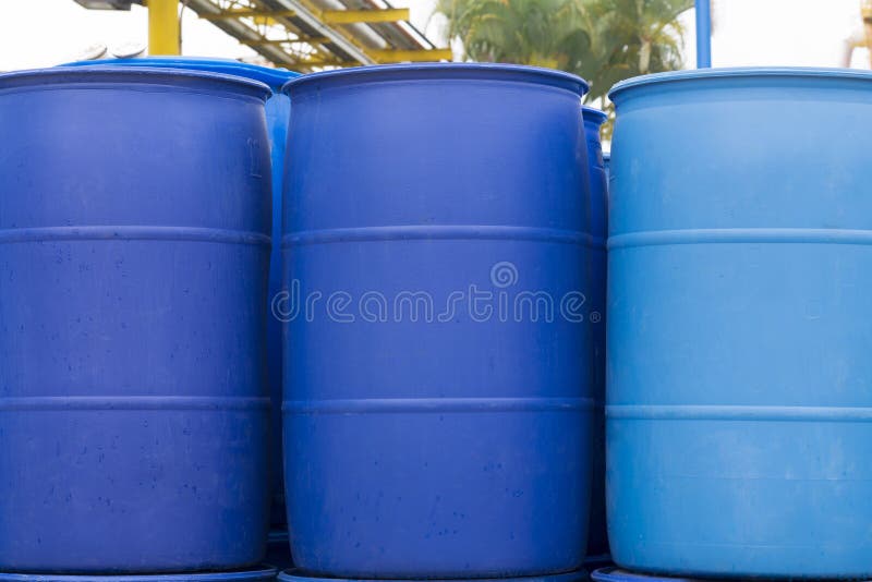 Big Blue Barrels stock image. Image of delivering, fluid - 52434677