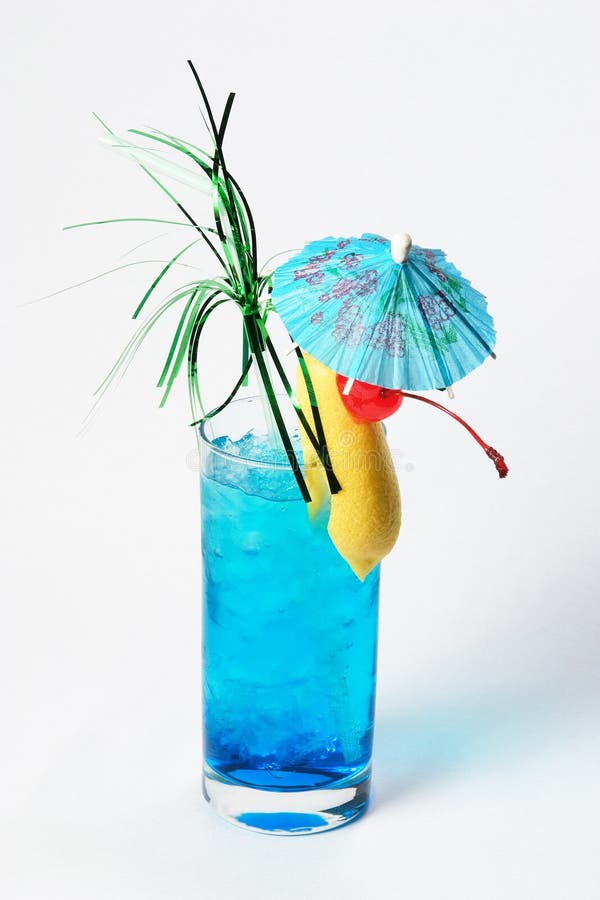 Big blue cocktail stock photo. Image of umbrella, cherry - 2155002
