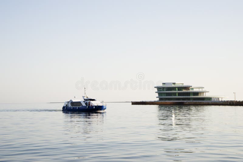 Blue ferry boat at the sea stock photo. Image of penang - 54300088