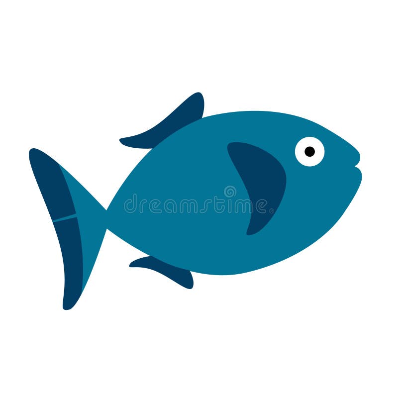 Big Blue Fish Illustration. Isolated on White Background. Stock Vector ...
