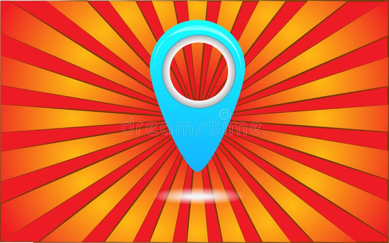 Big Blue Geolocation Label on a Background of Abstract Red Rays. Vector ...