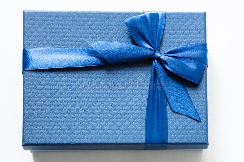 Big Blue Gift Box with a Blue Bow on a White Background Stock Image ...