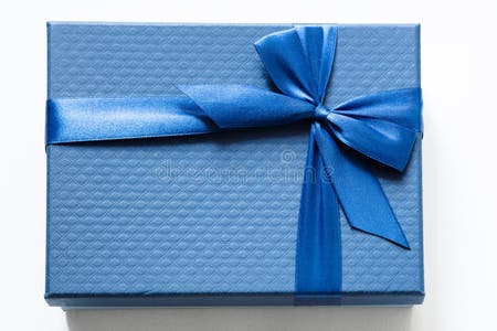 Big Blue Gift Box with a Blue Bow on a White Background Stock Image ...
