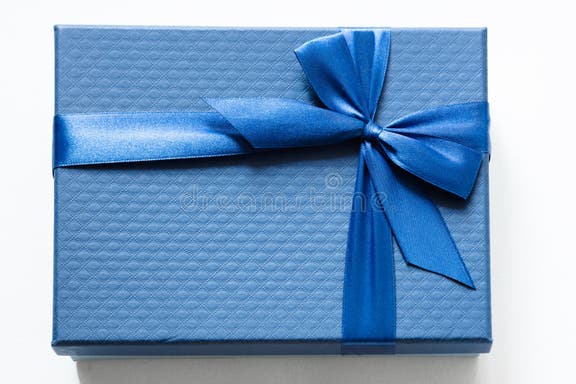 Big Blue Gift Box with a Blue Bow on a White Background Stock Image ...