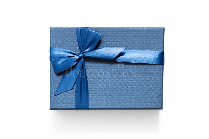 Big Blue Gift Box with a Blue Bow on a White Background Stock Image ...
