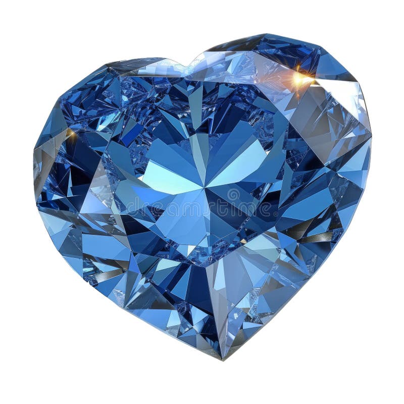 Big Blue Heart Shaped Diamond Gemstone Sparkling on White Background ...