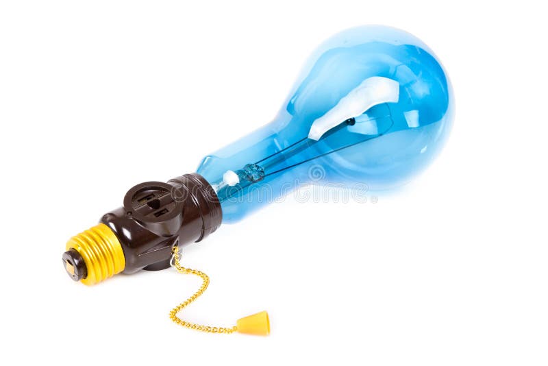 Big Blue Light Bulb on White Background. Stock Photo - Image of blue ...
