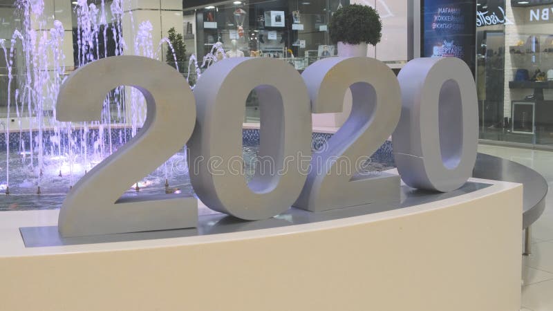 2020 Big Blue Numbers. 2020 Happy New Year Text during Christmas and ...