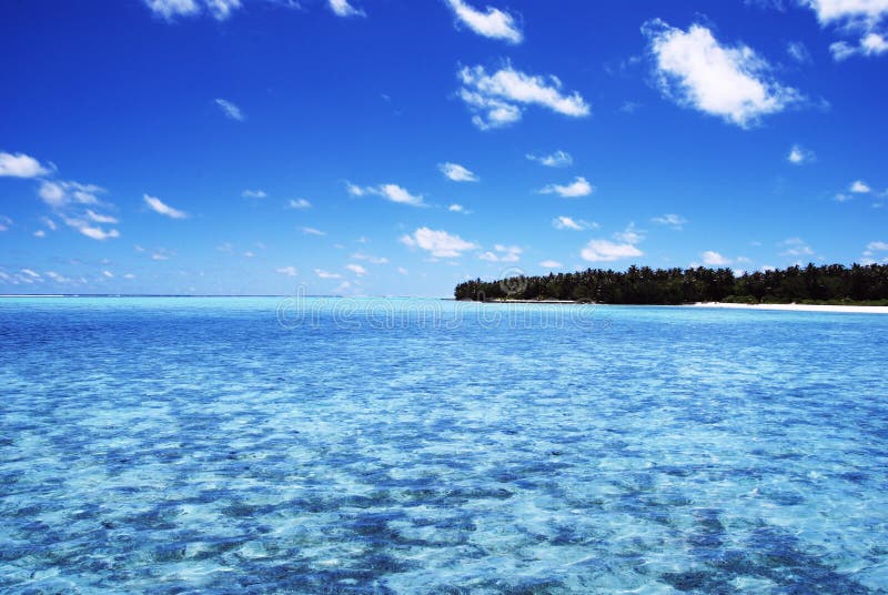 Big Blue Ocean and Blue Blue Sky Stock Photo - Image of coral, equator ...