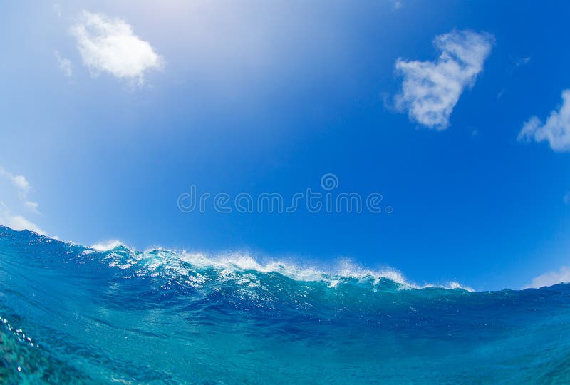 Big Blue Ocean Wave Sunny Sky Stock Photo - Image of beach, outdoor ...