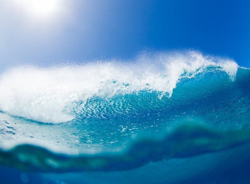 Big Blue Ocean Wave Sunny Sky Stock Image - Image of beach, coast: 56923373