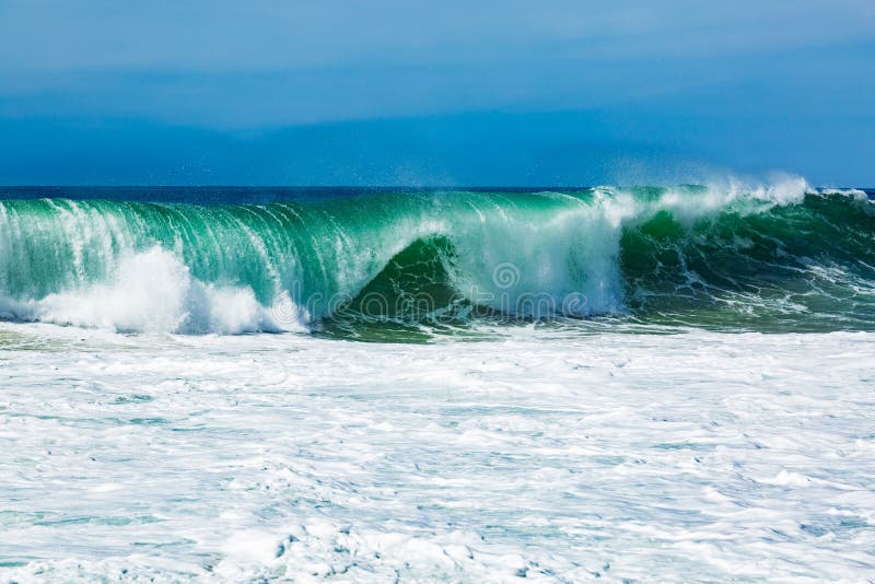 Big Blue Ocean Waves with White Foam Stock Image - Image of liquid ...