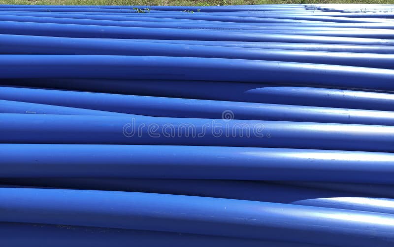 Big Blue Pipe in the Village Stock Image - Image of earthworks ...