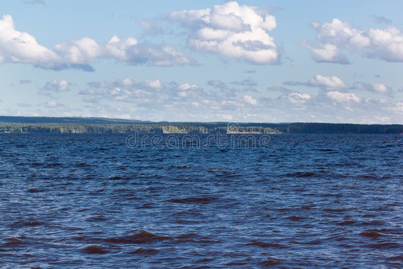 Big Blue River with Beautiful Clouds at Sunset. Stock Photo - Image of ...