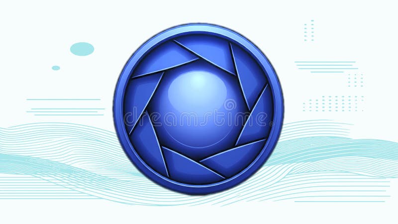 Big Blue Shutter Icon on Abstract Background. Stock Illustration ...