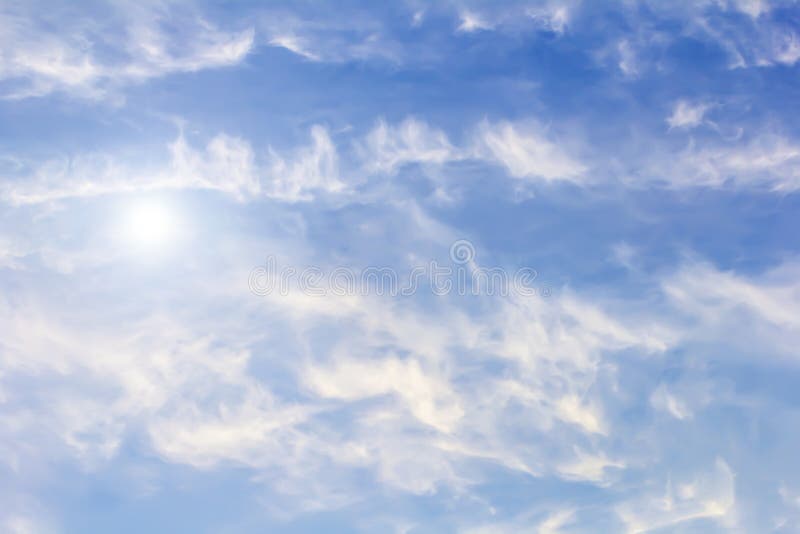 Big Blue Sky with Rays of Light Stock Photo - Image of fluffy, white ...