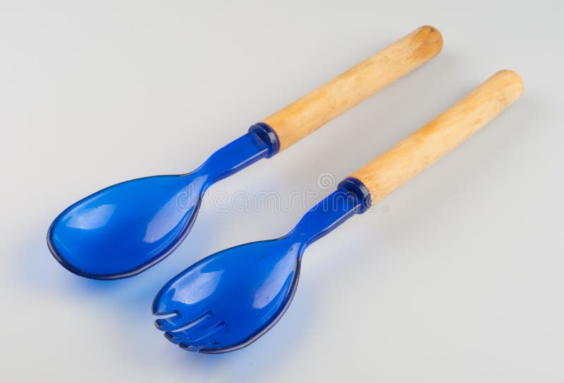 Big Blue Spoon and Fork Made of Glass Stock Image - Image of fork, tool ...