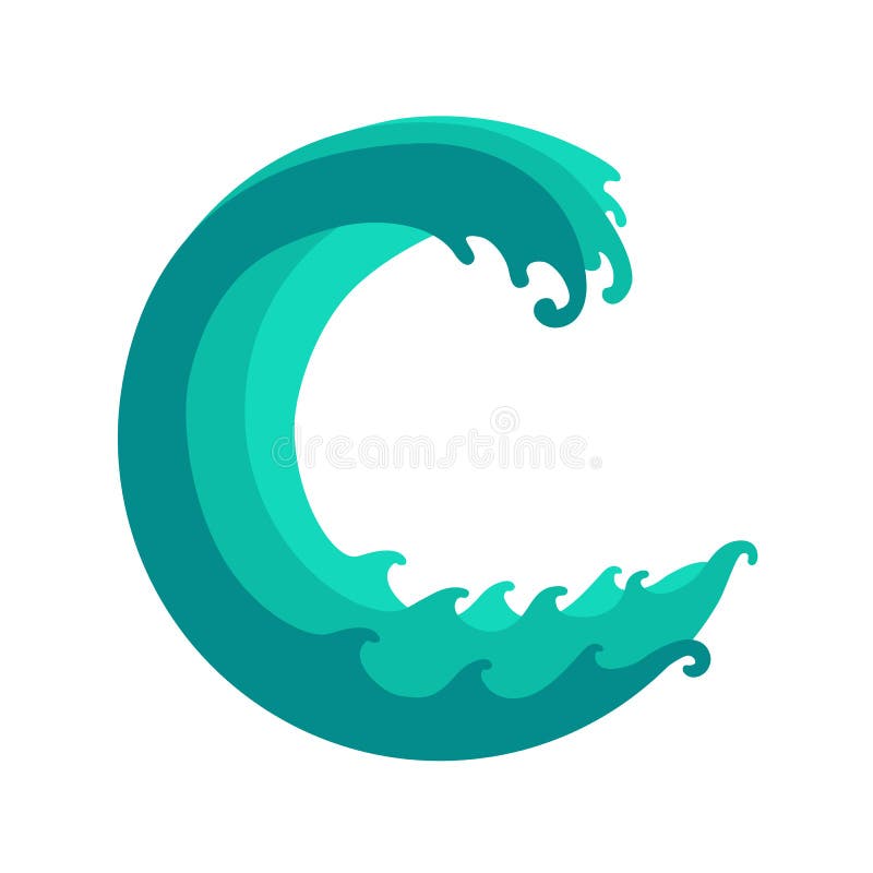 Big Blue Wave in a Round Shape. Vector Flat Design Element Stock Vector ...
