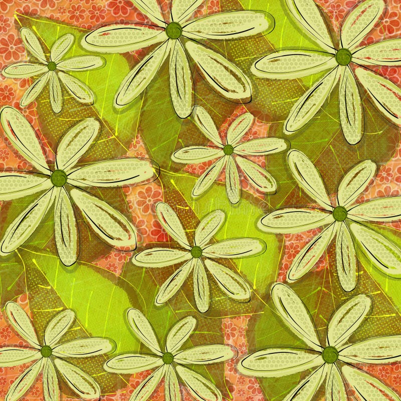 Big Bold Tropical Leaf and Floral Pattern Design Stock Illustration ...