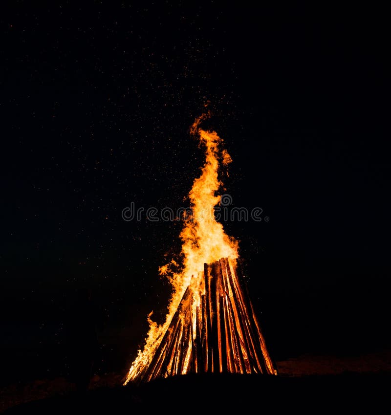 Big Bonfire Against Night Sky in Australian Outback Stock Image - Image ...