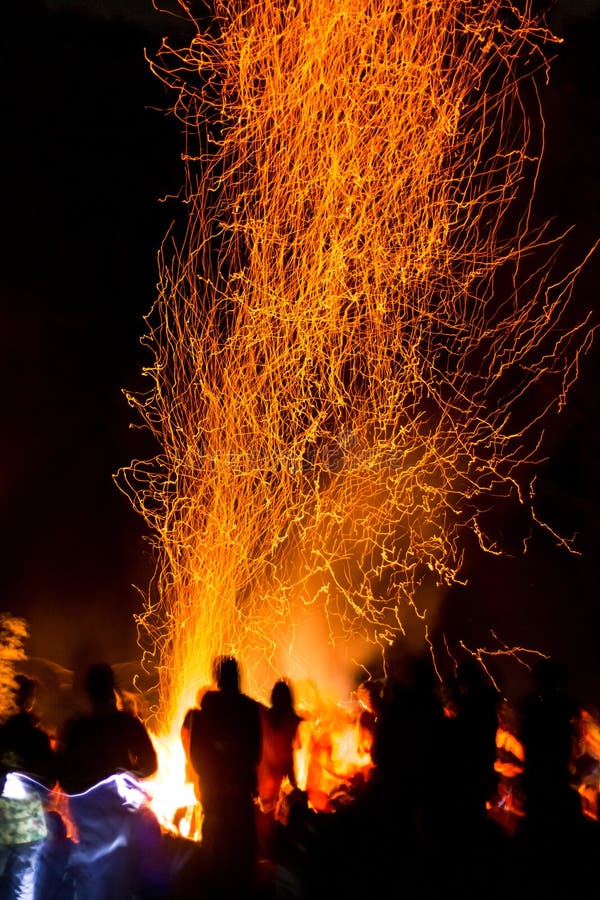 Big bonfire stock image. Image of group, fire, blazing - 318534849