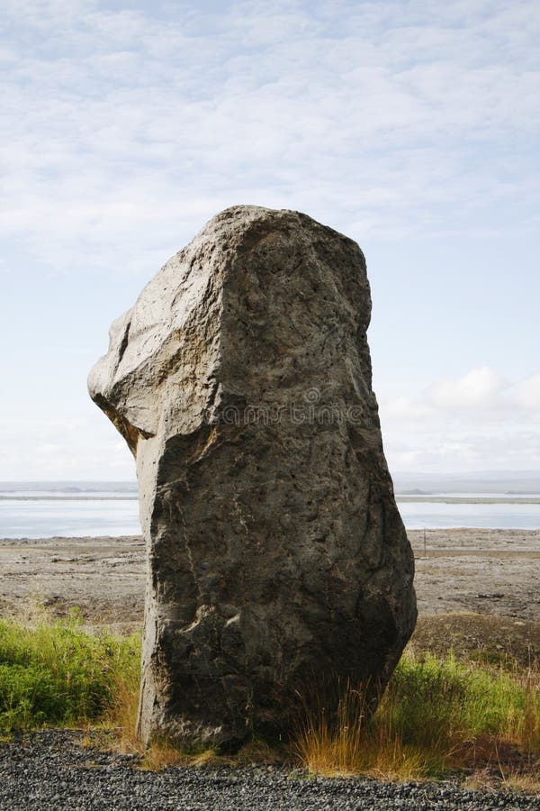 Large Rock Boulder on Grass . Stock Image - Image of large, gray: 24243477