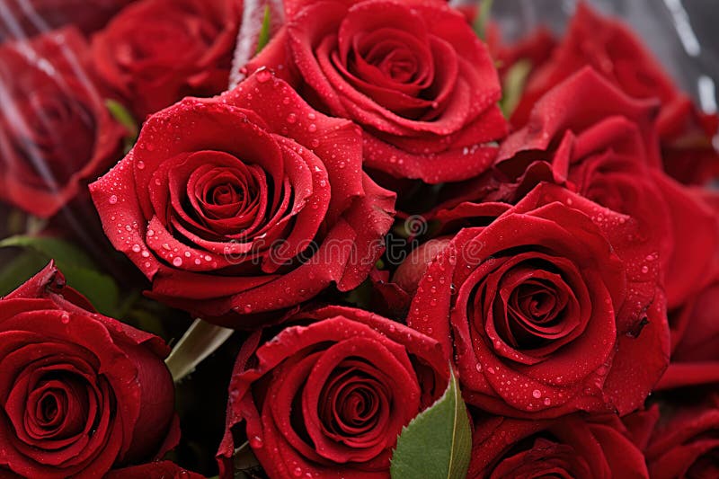 Big Bouquet of Roses Close-up Stock Illustration - Illustration of ...