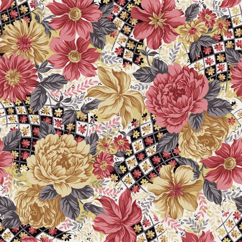 Big Bouquet Shade Rose Flower Pattern with Vintage Soft Color Stock ...